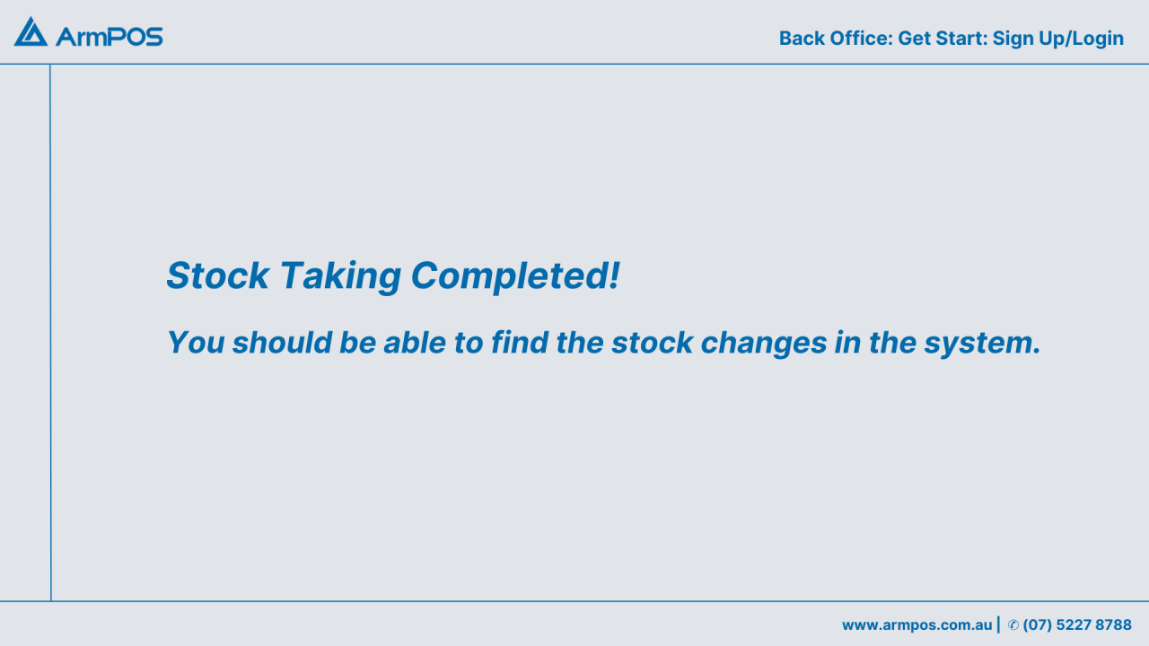 BackOfficeGetStartH - ArmPOS System